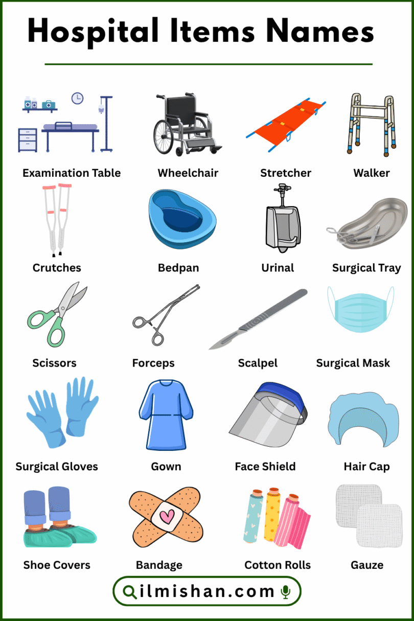 Hospital Items Names in English with their Pictures - ilmishan.com