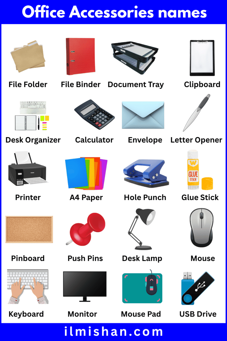 List of Office Accessories names with Pictures