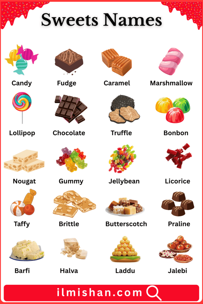 60 Sweets and their Names in English with Pictures