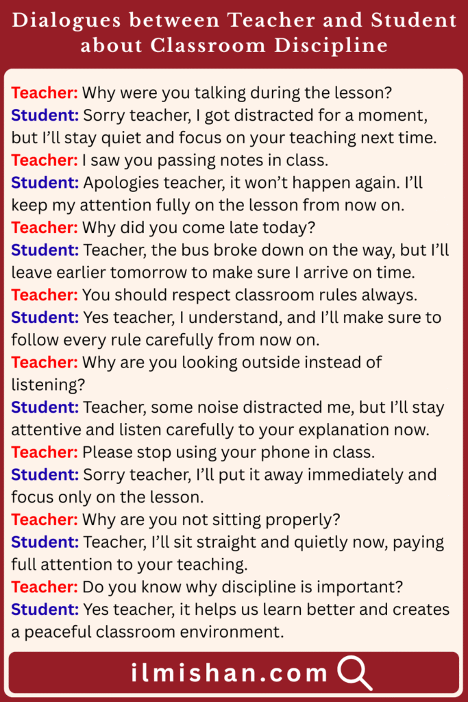 Dialogues between Teacher and Student in English with Pictures